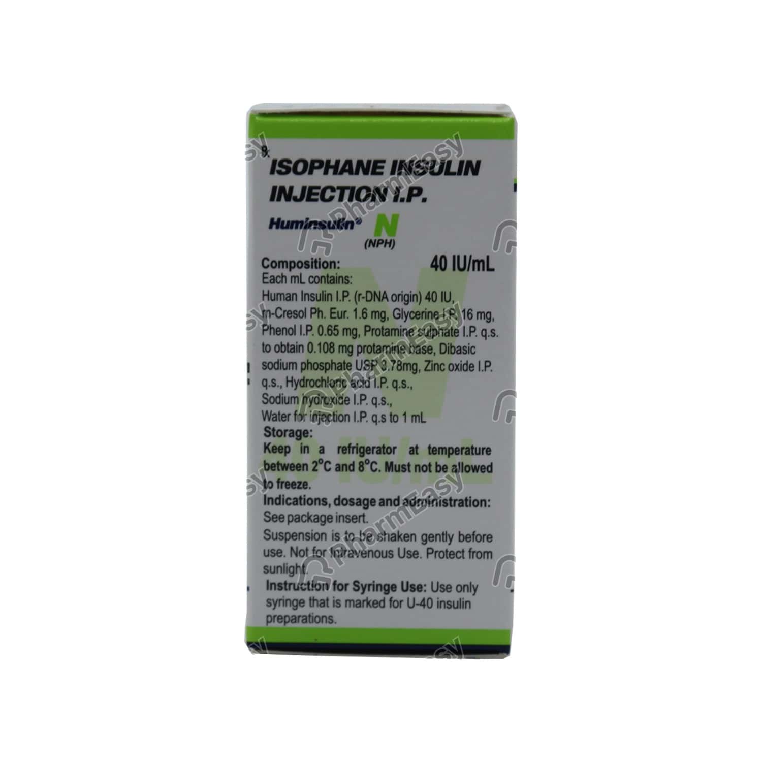 Huminsulin Nph 40 IU/ML Suspension For Injection (10) - Uses, Side ...