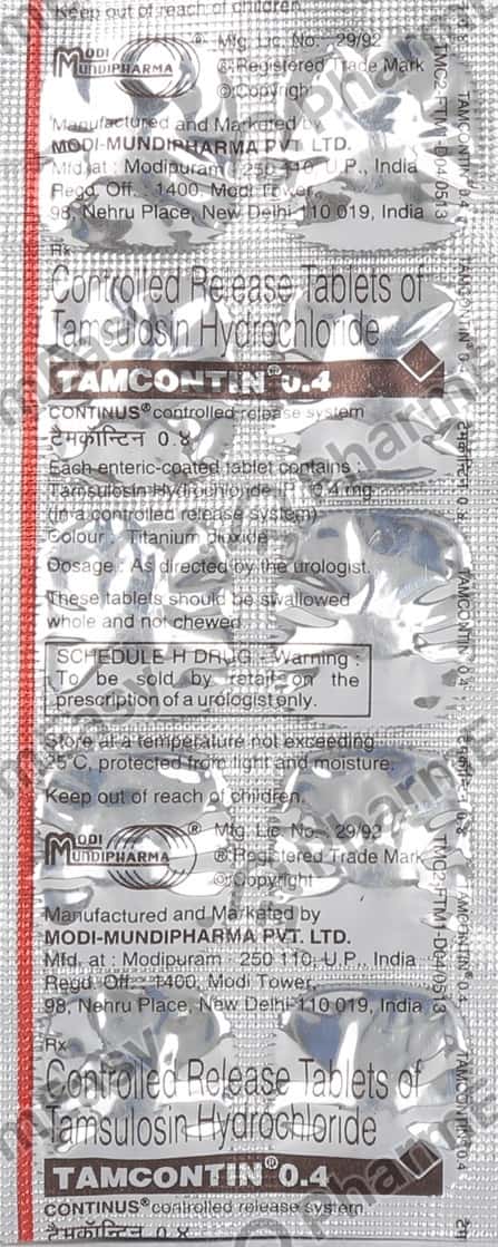 Tamcontin 0.4 MG Tablet (10): Uses, Side Effects, Price & Dosage ...