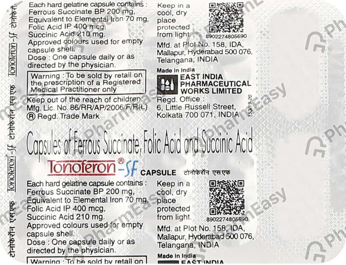 Buy Tonoferon Sf Strip Of 10 Capsules Online at Flat 15% OFF | PharmEasy