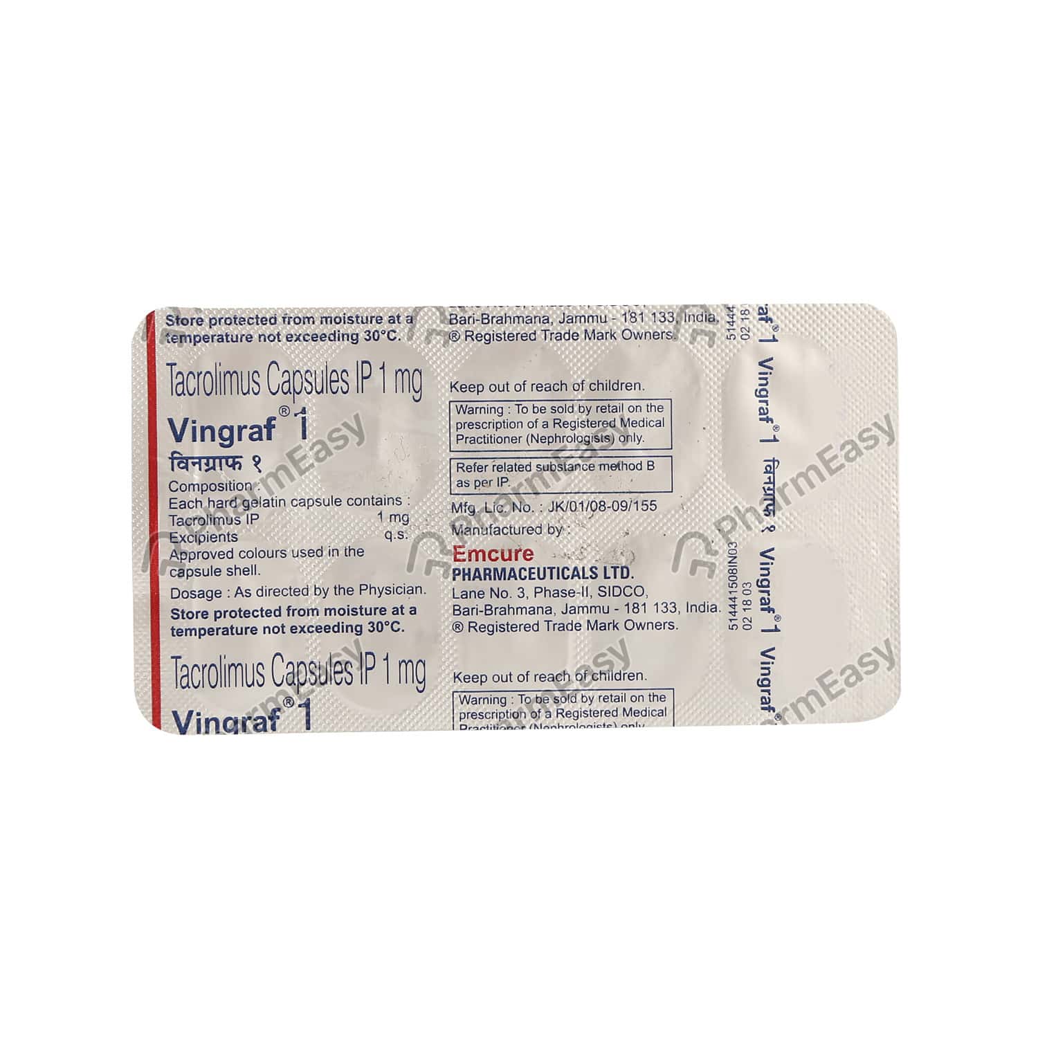 Buy Vingraf 1 MG Capsule (10) Online at Flat 18% OFF* | PharmEasy