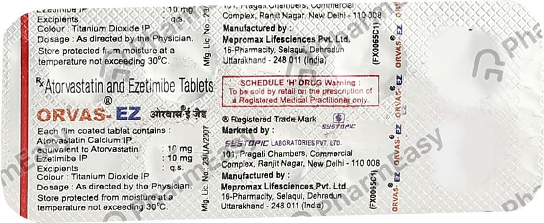 Orvas Ez 10mg Strip Of 10 Tablets: Uses, Side Effects, Price & Dosage ...