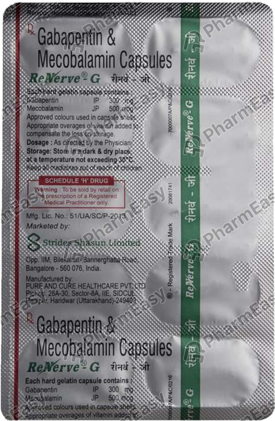 Renerve G 300mg Capsules: Uses, Side Effects, Price & Dosage | PharmEasy