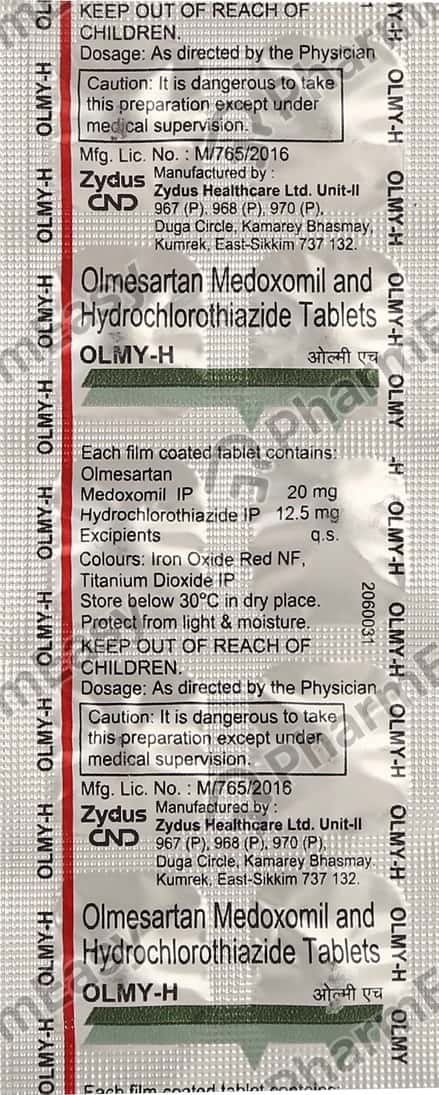 Olmy H 20mg Strip Of 10 Tablets: Uses, Side Effects, Price & Dosage ...