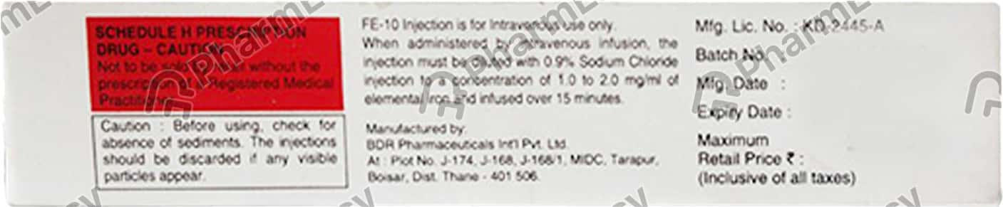 Fe 10 20 MG/ML Injection (5): Uses, Side Effects, Price & Dosage ...