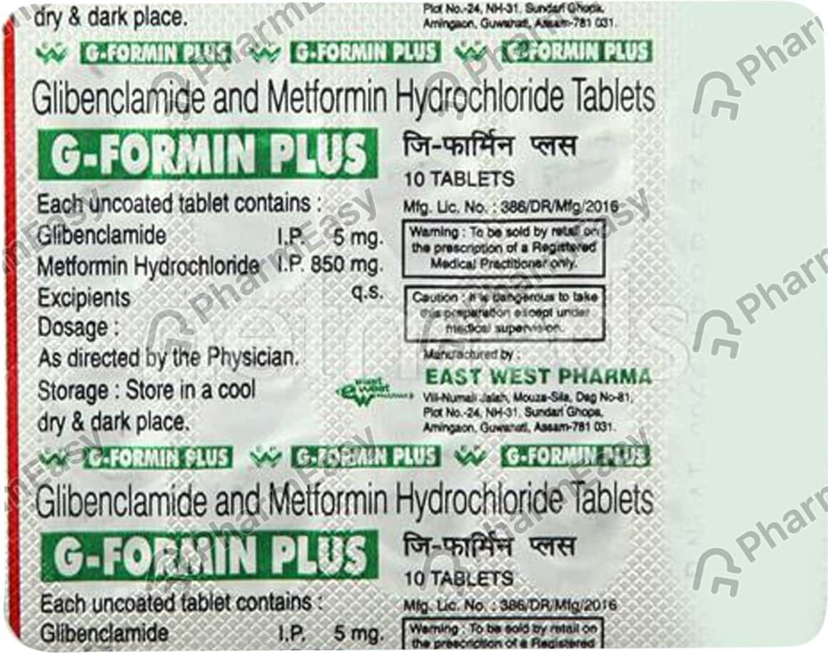 G Formin Plus Strip Of 10 Tablets: Uses, Side Effects, Price & Dosage ...