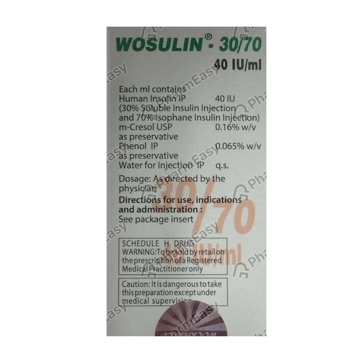 Wosulin 40 IU/ML Injection (10): Uses, Side Effects, Price & Dosage ...