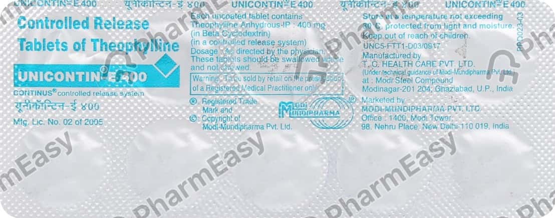 Unicontin E 400 MG Tablet (10): Uses, Side Effects, Price & Dosage ...