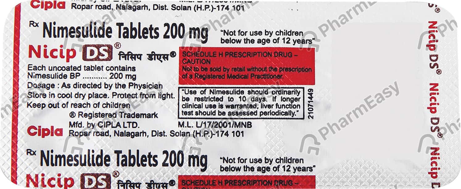 Nicip Ds 200 MG Tablet (10): Uses, Side Effects, Price & Dosage | PharmEasy