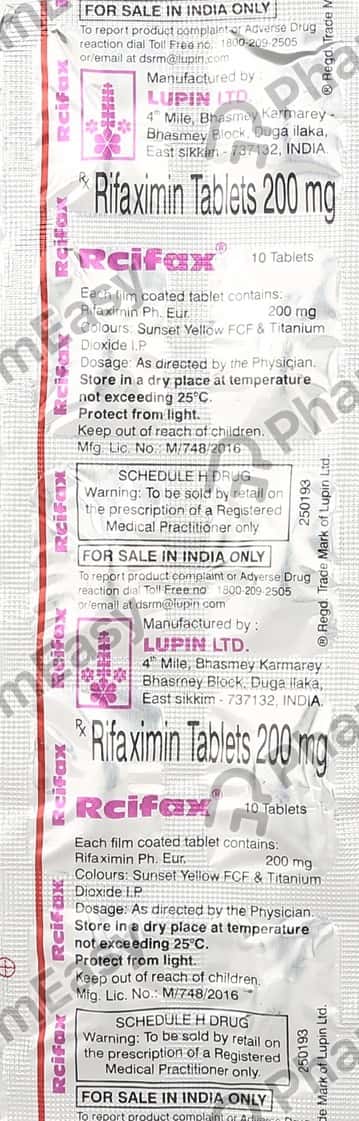 Rcifax 200 MG Tablet (10): Uses, Side Effects, Price & Dosage | PharmEasy