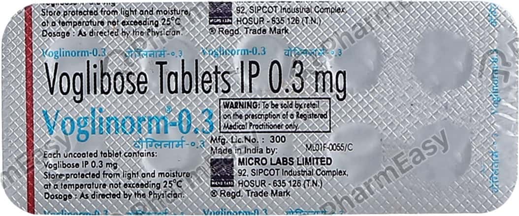 Voglinorm 0.3 MG Tablet (10): Uses, Side Effects, Price & Dosage ...