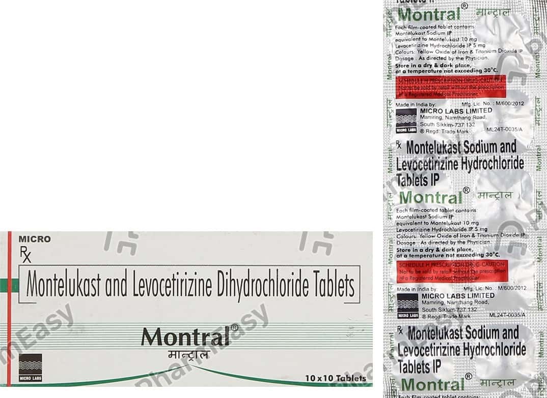 Montral Strip Of 10 Tablets: Uses, Side Effects, Price & Dosage | PharmEasy