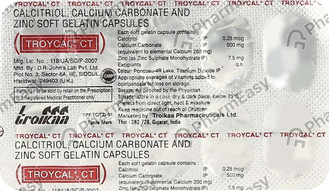 Troycal Ct Strip Of 10 Capsules: Uses, Side Effects, Price & Dosage ...