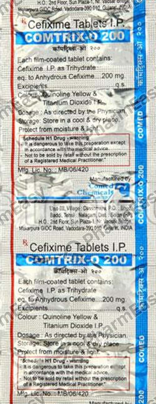 Comtrix O 200 MG Tablet (10): Uses, Side Effects, Price & Dosage ...