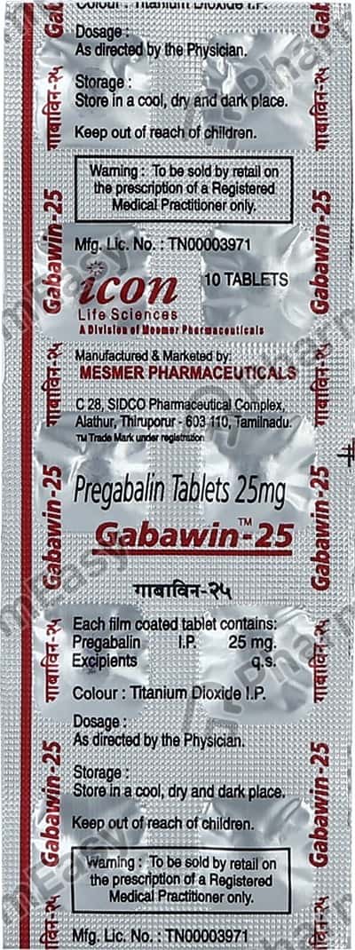 Gabawin-25 Tablet: Uses, Side-effects, Price, Dosage & More Info ...