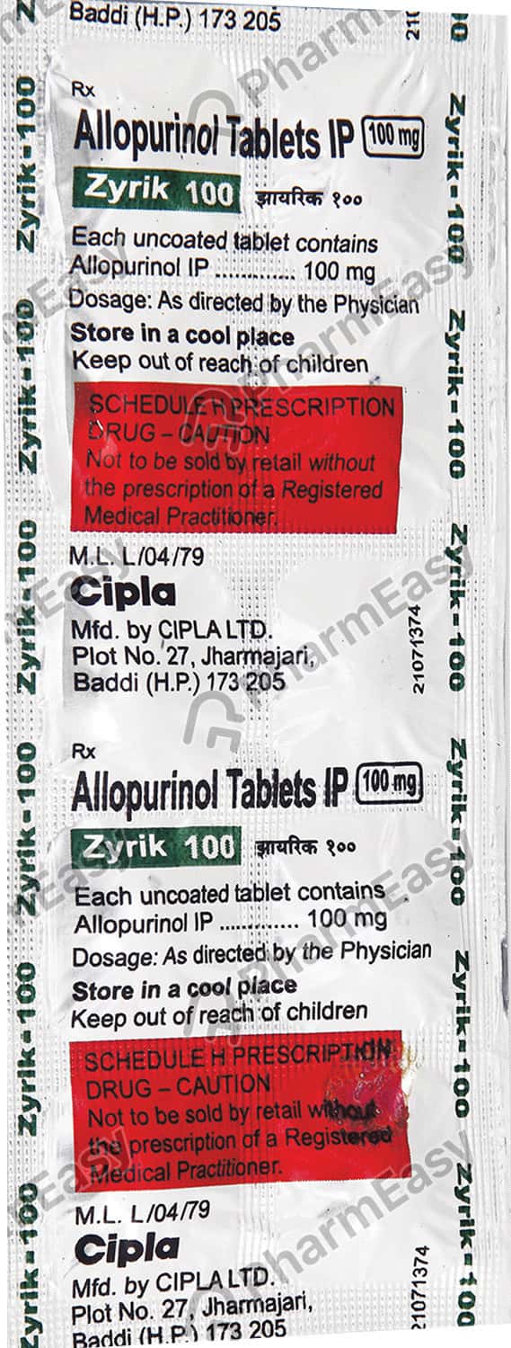 Zyrik 100 MG Tablet (10): Uses, Side Effects, Price & Dosage | PharmEasy