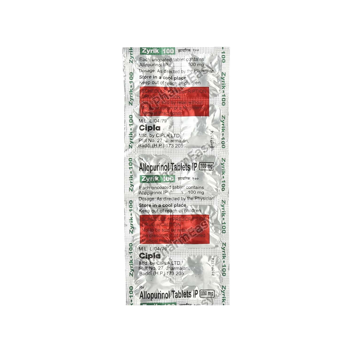 Buy Zyrik 100 MG Tablet (10) Online at Flat 18% OFF* | PharmEasy