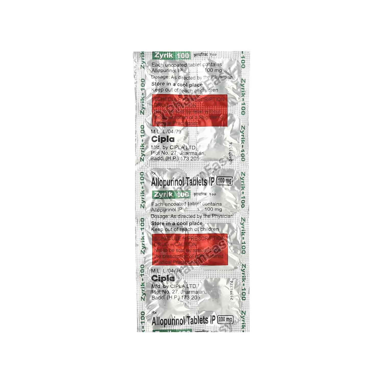 Buy Zyrik 100mg Strip Of 10 Tablets Online at Flat 18% OFF* | PharmEasy