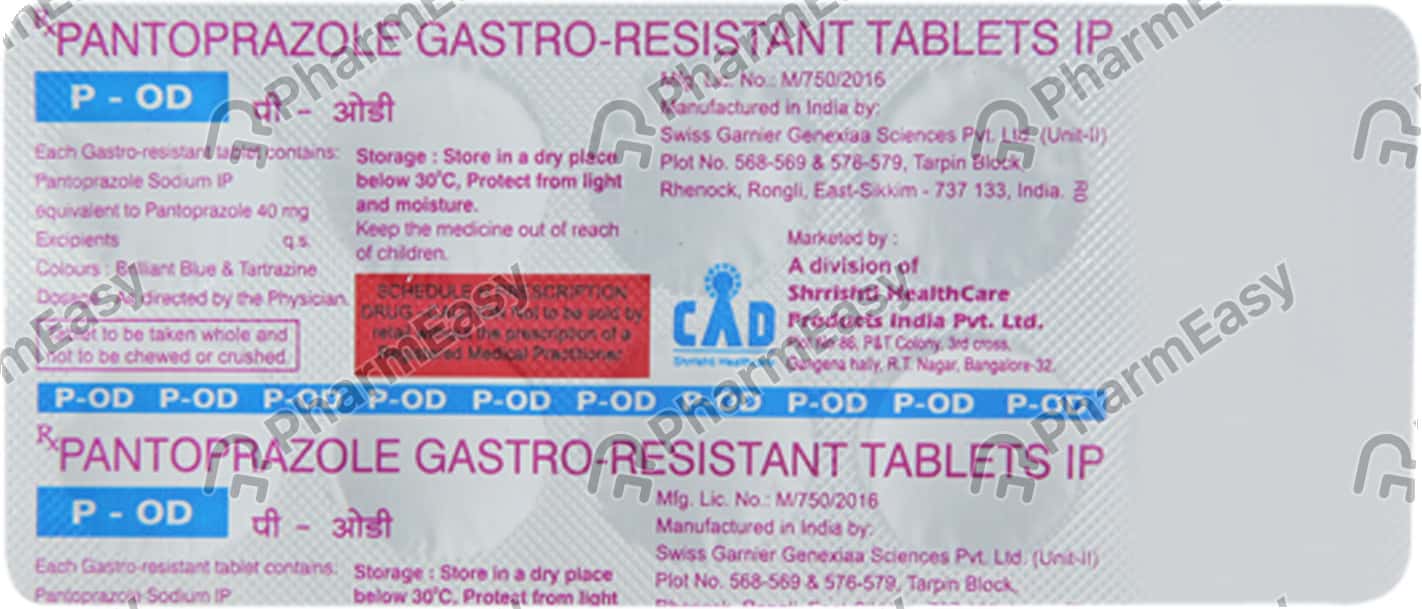 P Od 40 MG Tablet (10): Uses, Side Effects, Price & Dosage | PharmEasy