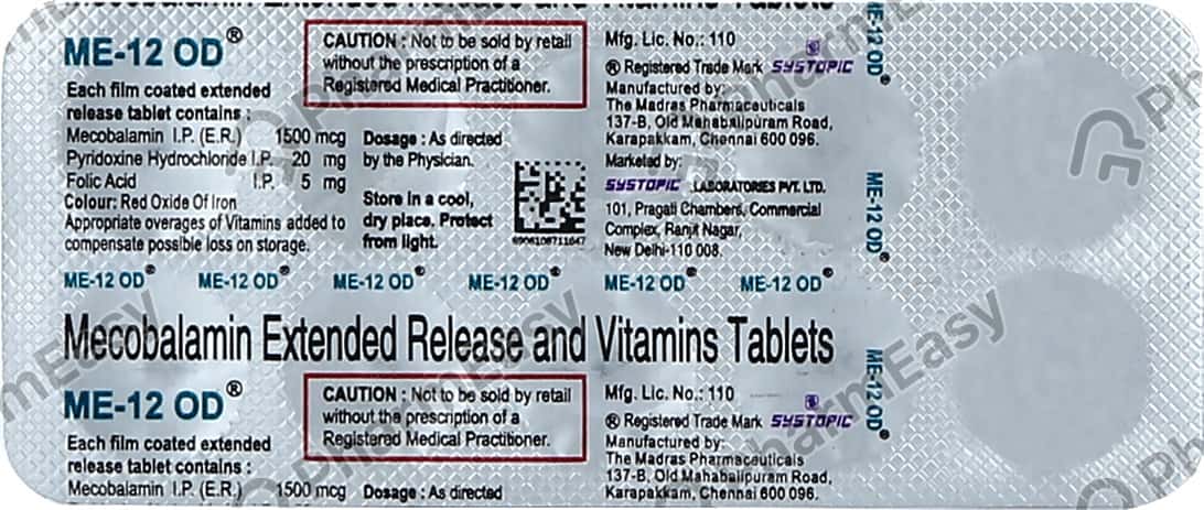 Me 12 Od Strip Of 10 Tablets: Uses, Side Effects, Price, Dosage ...