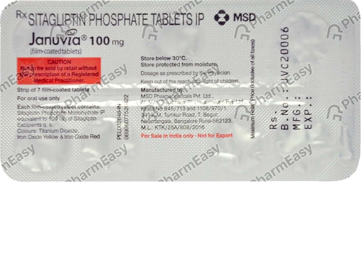 Januvia 100 MG Tablet (7): Uses, Side Effects, Price, Dosage ...