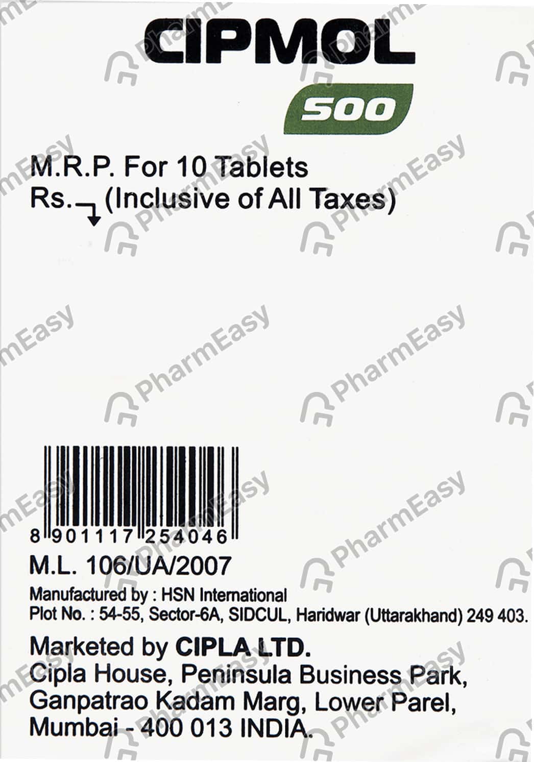 Cipmol 500 MG Tablet (10): Uses, Side Effects, Price, Dosage ...