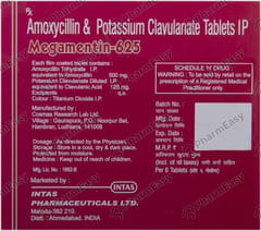Megamentin 625mg Strip Of 6 Tablets: Uses, Side Effects, Price & Dosage ...