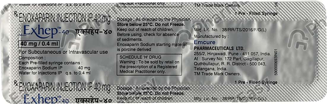 Exhep 40 MG/0.4ML Injection (0.4): Uses, Side Effects, Price & Dosage ...