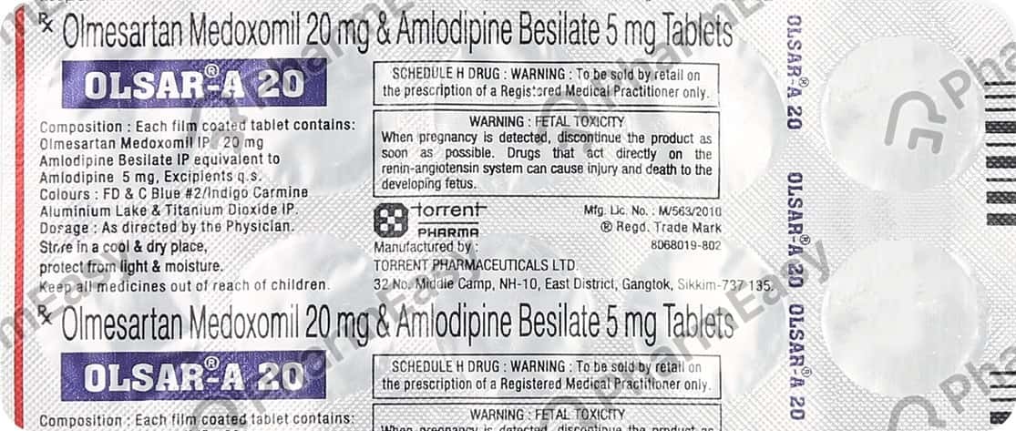 Olsar A 20mg Strip Of 10 Tablets: Uses, Side Effects, Price & Dosage ...