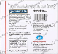 Zocef Cv 250mg Strip Of 6 Tablets: Uses, Side Effects, Price & Dosage ...