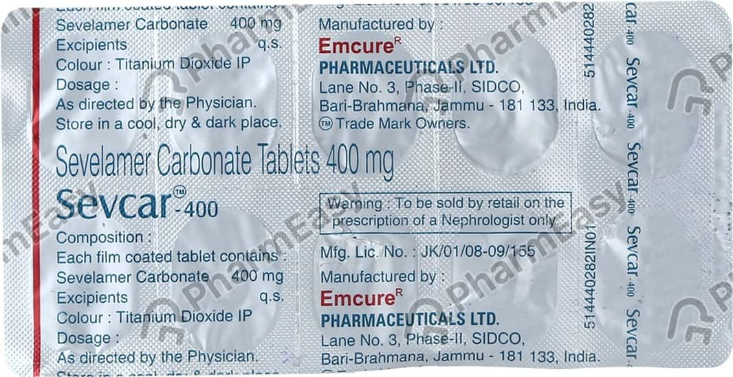 Sevcar 400 MG Tablet (10): Uses, Side Effects, Price, Dosage ...