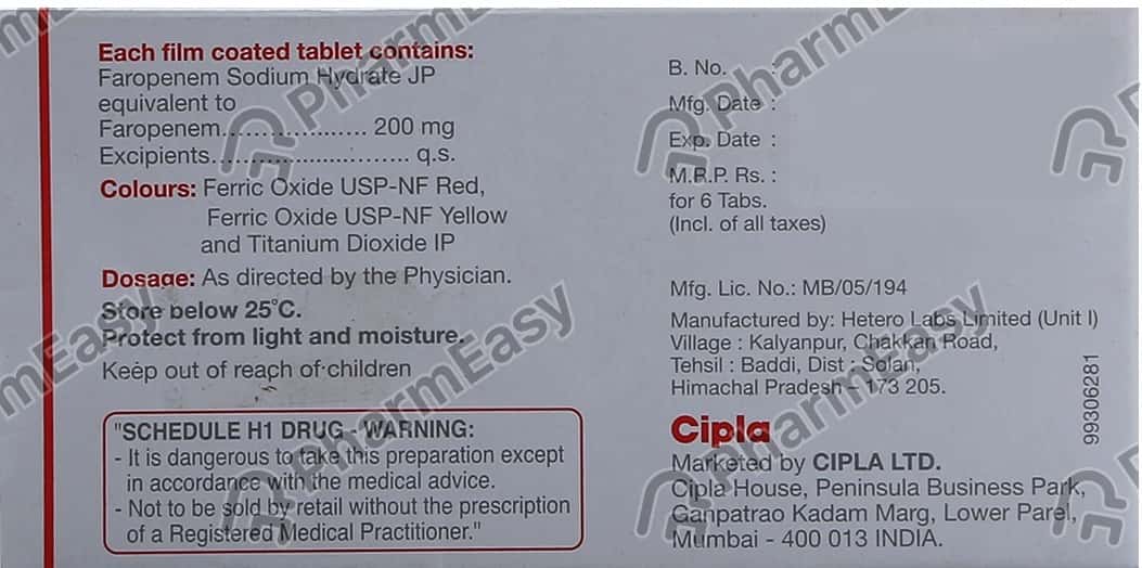 Farobact 200 MG Tablet (6): Uses, Side Effects, Price & Dosage | PharmEasy