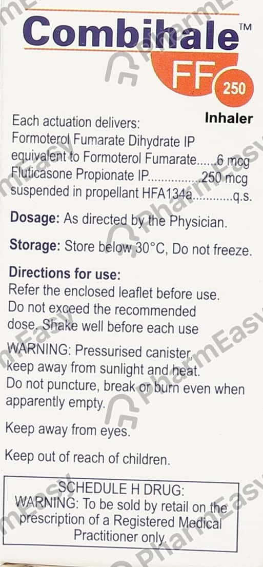 Combihale Ff 250mcg Box Of 120md 7.2gm Metered Dose Inhaler: Uses, Side ...
