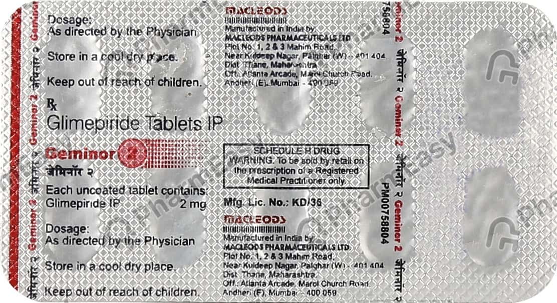 Geminor 2 MG Tablet (10): Uses, Side Effects, Price & Dosage | PharmEasy