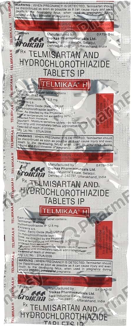 Telmikaa H Strip Of 10 Tablets: Uses, Side Effects, Price & Dosage ...