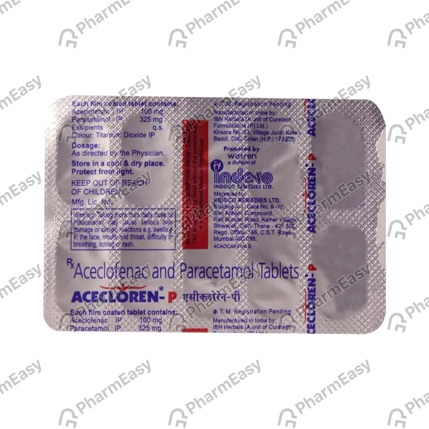 Acecloren P Strip Of 10 Tablets: Uses, Side Effects, Price & Dosage ...