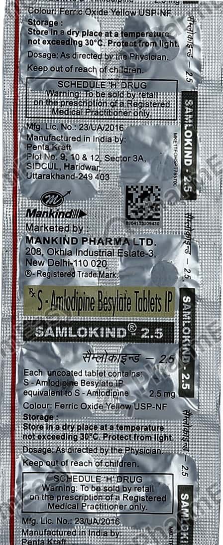 Samlokind 2.5 MG Tablet (10): Uses, Side Effects, Price & Dosage ...