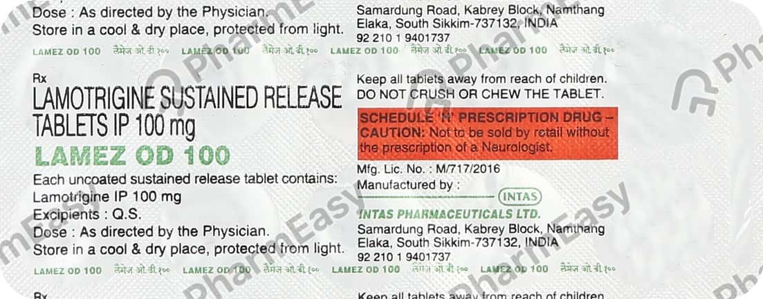 Lamez Od 100 MG Tablet (10): Uses, Side Effects, Price & Dosage | PharmEasy
