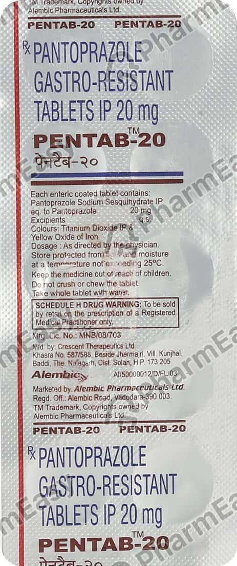 Pentab 20 MG Tablet (10): Uses, Side Effects, Price, Dosage ...