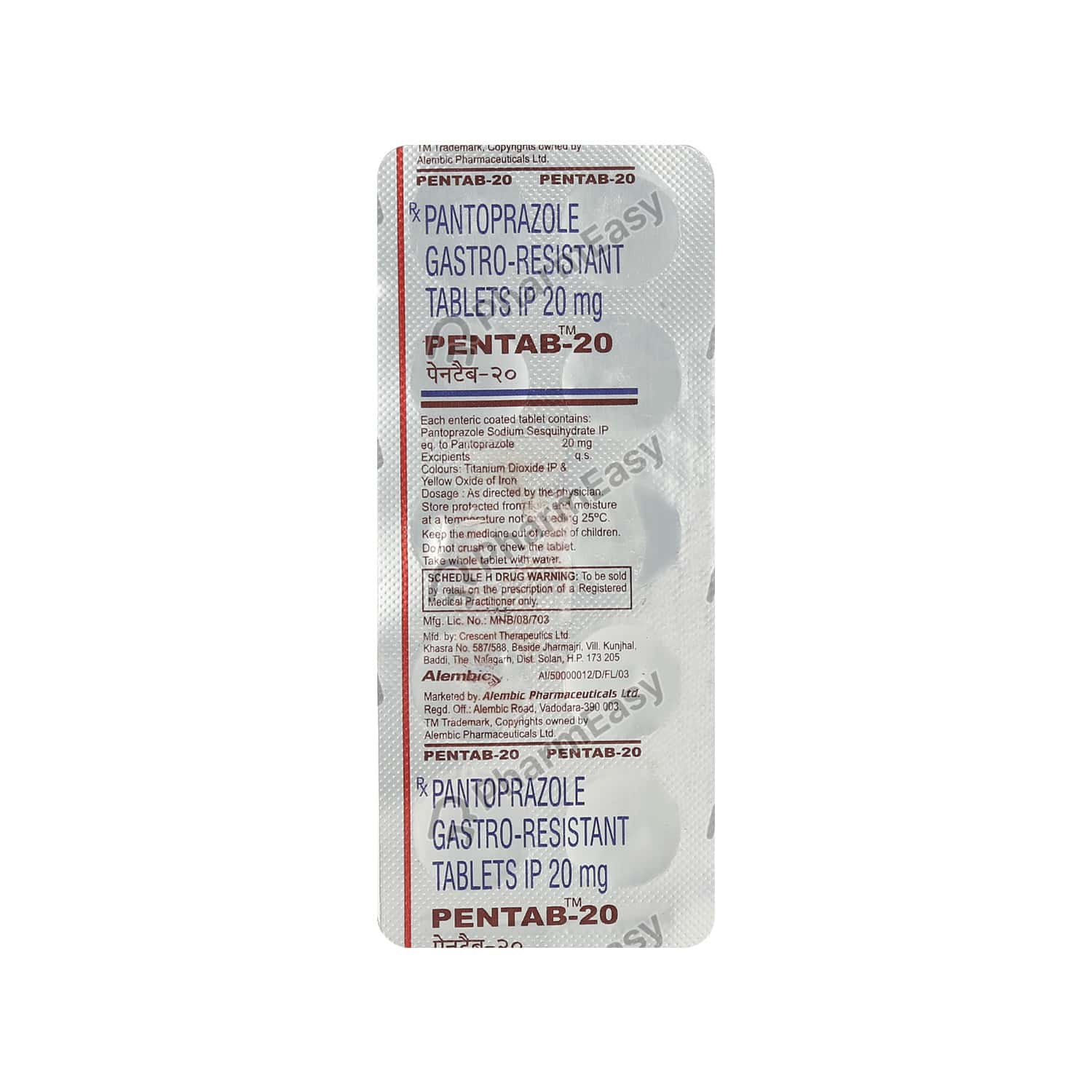 Pentab 20 MG Tablet (10) - Uses, Side Effects, Dosage, Composition ...