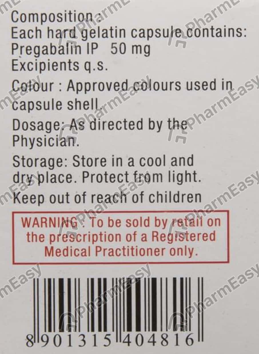 Pregaba 50 MG Capsule (10): Uses, Side Effects, Price & Dosage | PharmEasy