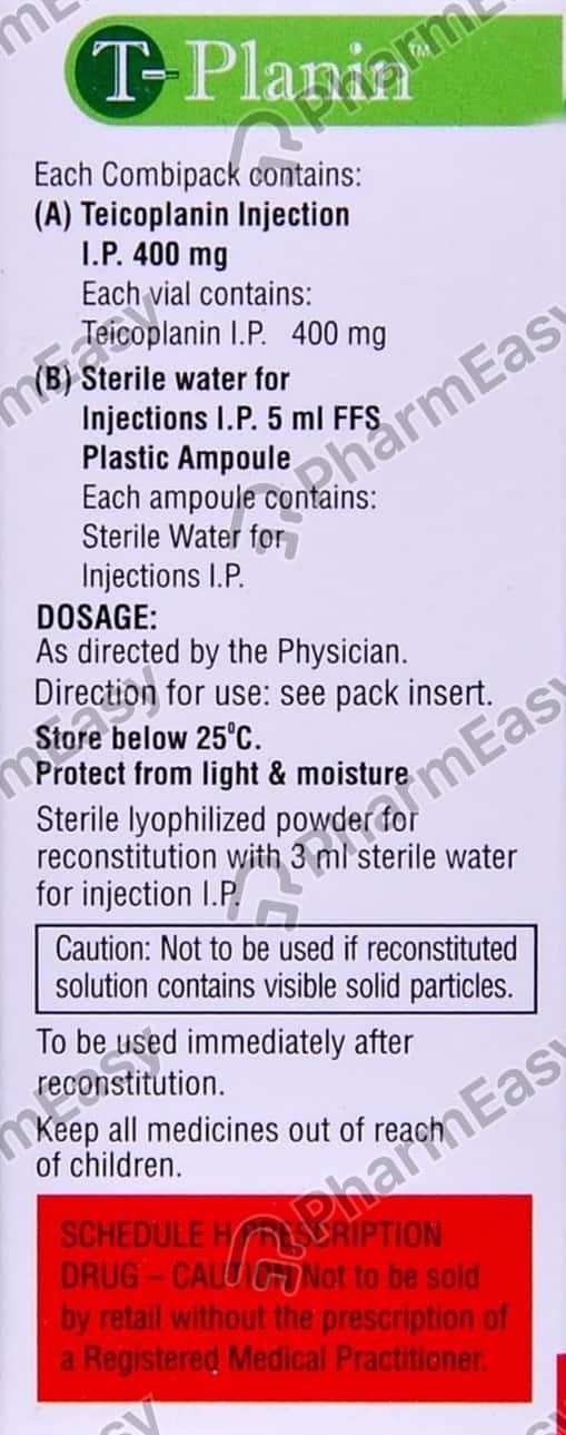 T Planin 400 MG Powder For Injection (1): Uses, Side Effects, Price ...