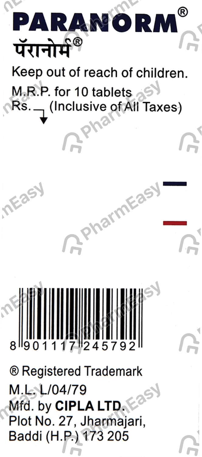 Buy Paranorm Strip Of 10 Tablets Online at Flat 15% OFF | PharmEasy