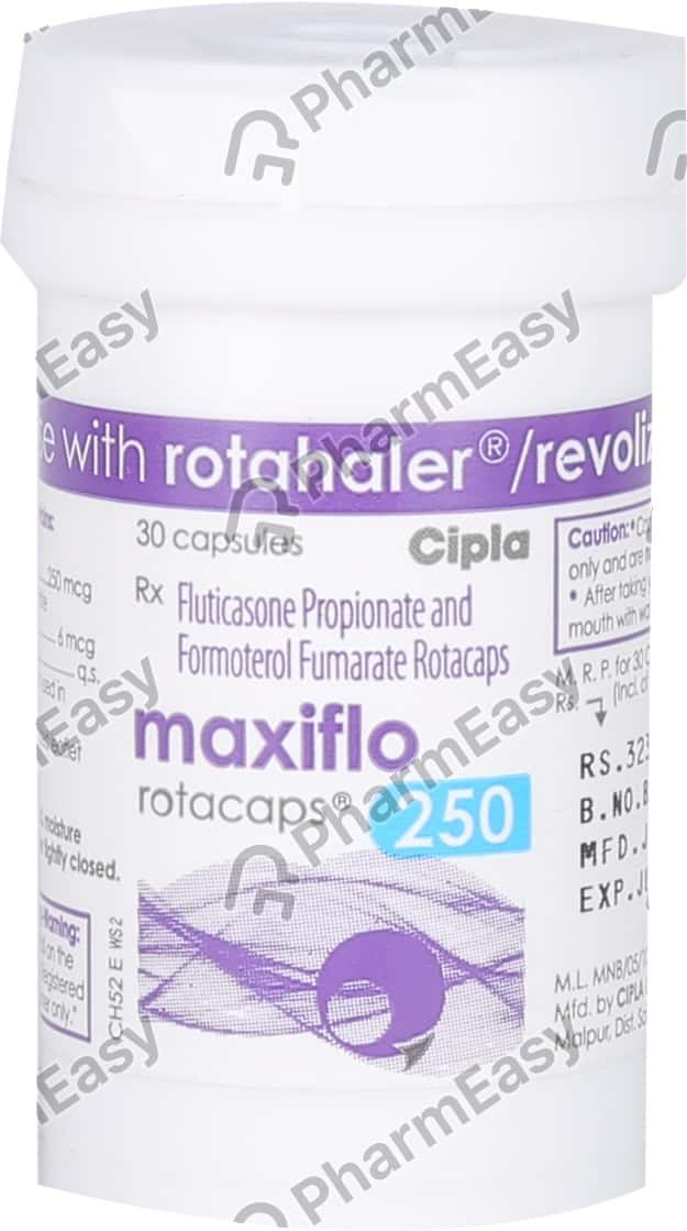 Maxiflo 250mcg Box Of 30 Rotacaps: Uses, Side Effects, Price & Dosage ...
