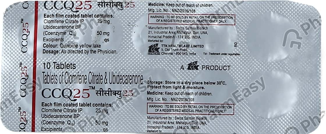 Ccq 25mg Strip Of 10 Tablets: Uses, Side Effects, Price & Dosage | PharmEasy