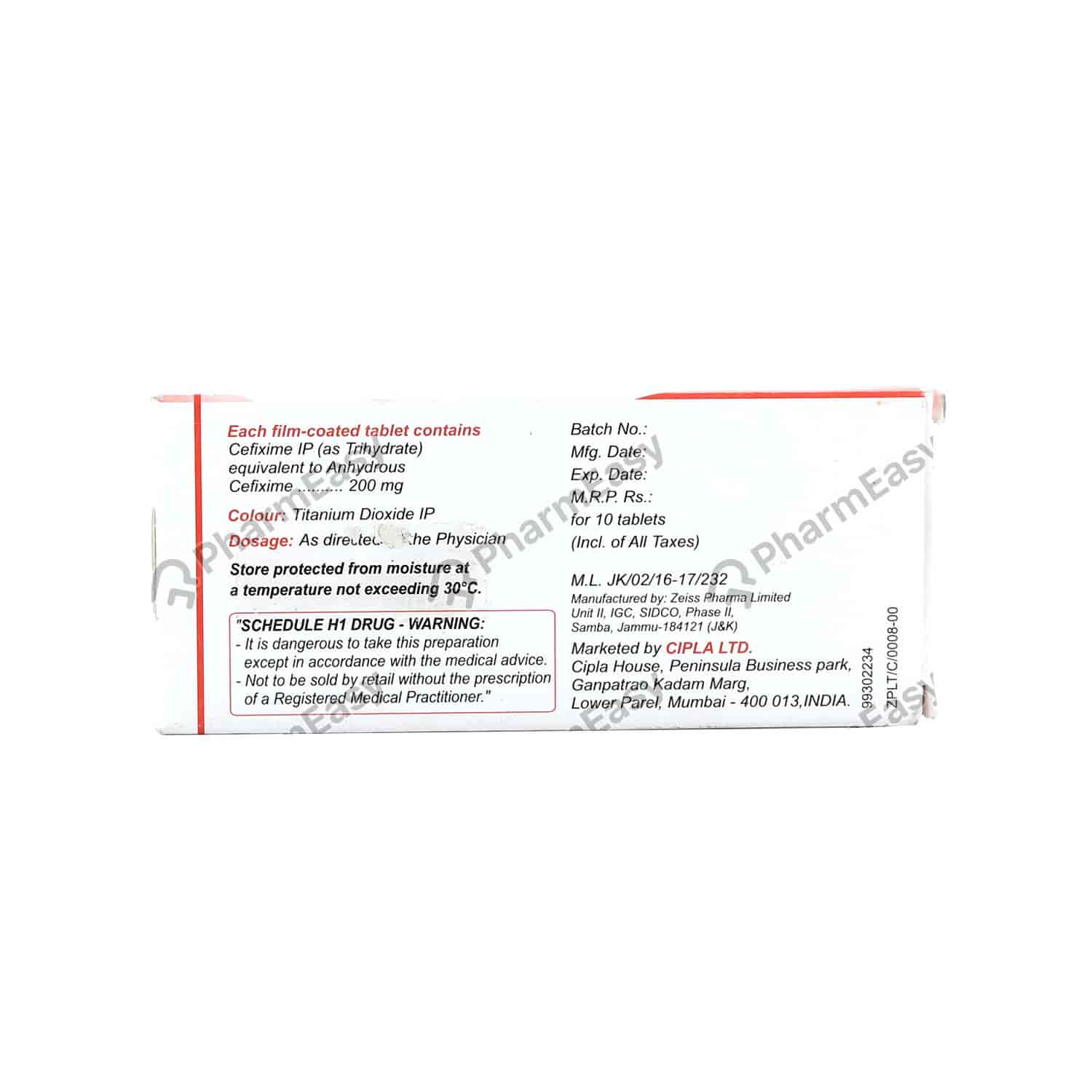 Cefix 200mg Tab - Uses, Side Effects, Dosage, Composition & Price ...