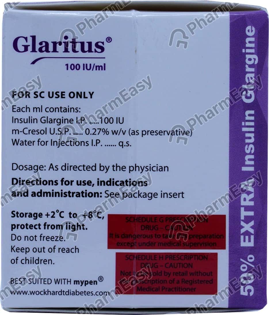 Glaritus 100 IU/ML Injection (3): Uses, Side Effects, Price & Dosage ...