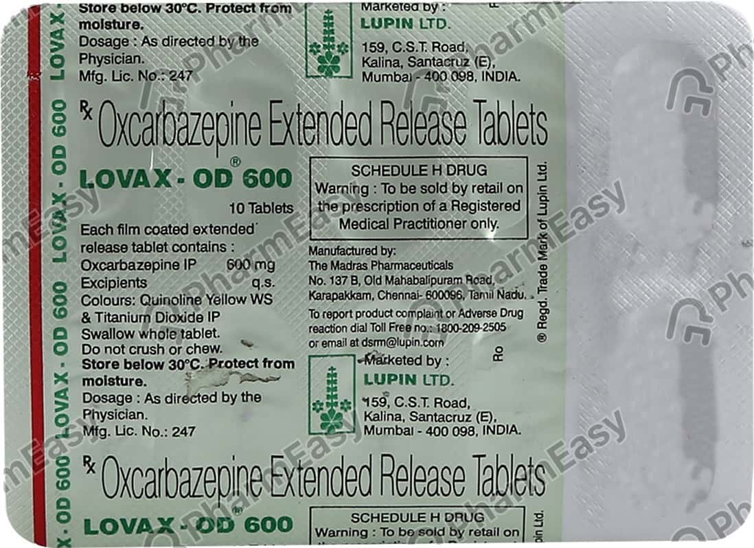 Lovax Er Od 600 MG Tablet (10): Uses, Side Effects, Price & Dosage ...