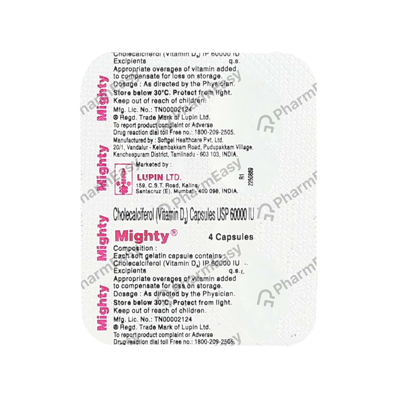 Mighty 60k Strip Of 4 Capsules - Uses, Side Effects, Dosage ...