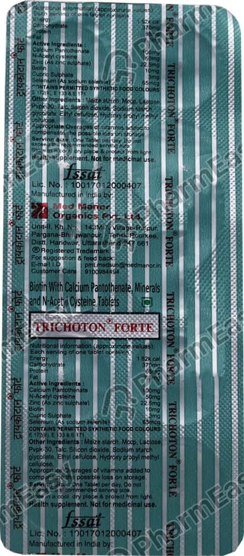Buy TRICHOTON FORTE STRIP OF 10 TABLETS Online & Get Upto 60% OFF at ...