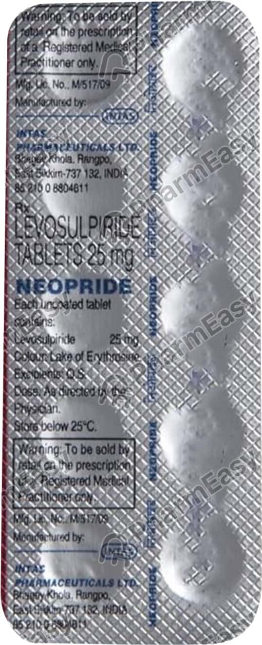 Neopride 25 MG Tablet (10): Uses, Side Effects, Price & Dosage | PharmEasy